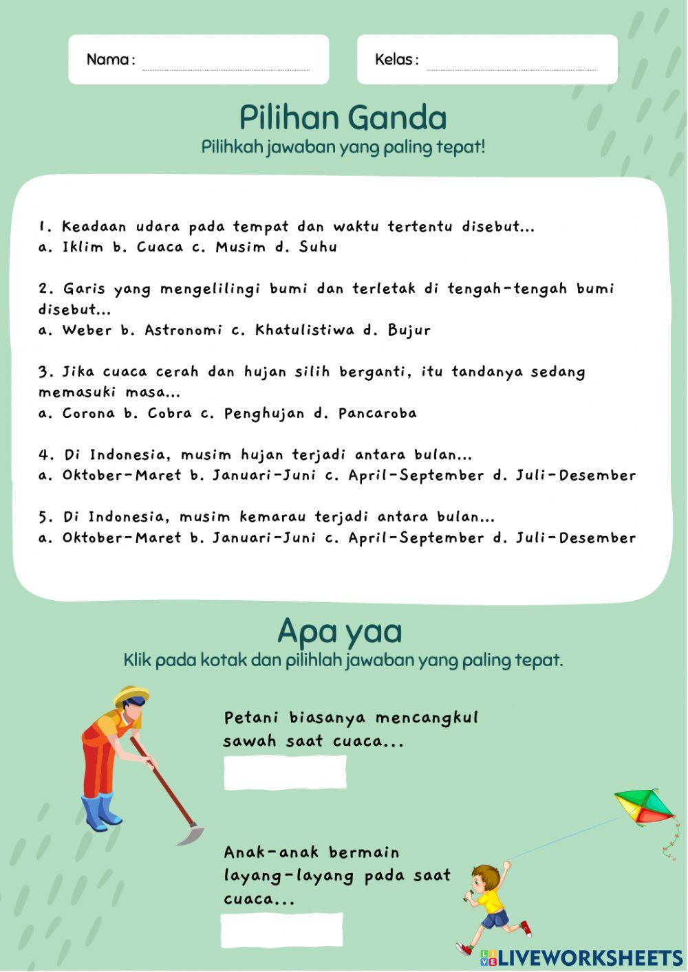 Cuaca exercise for 3 | Live Worksheets