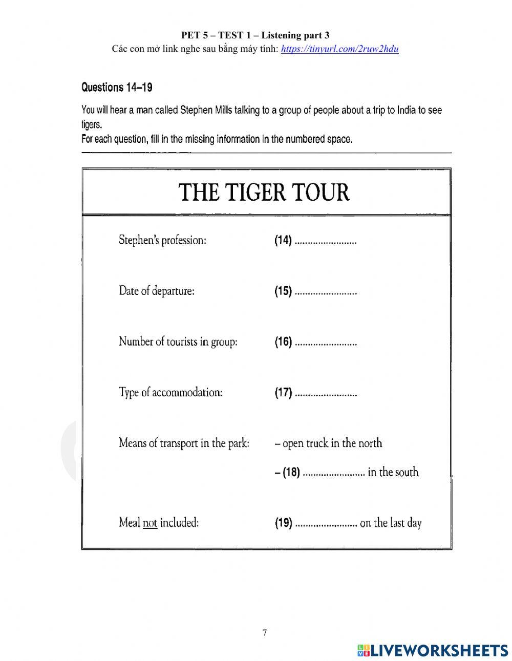 Viet teacher-S7-WEEK 19-FCE + PET PRACTICE worksheet | Live Worksheets