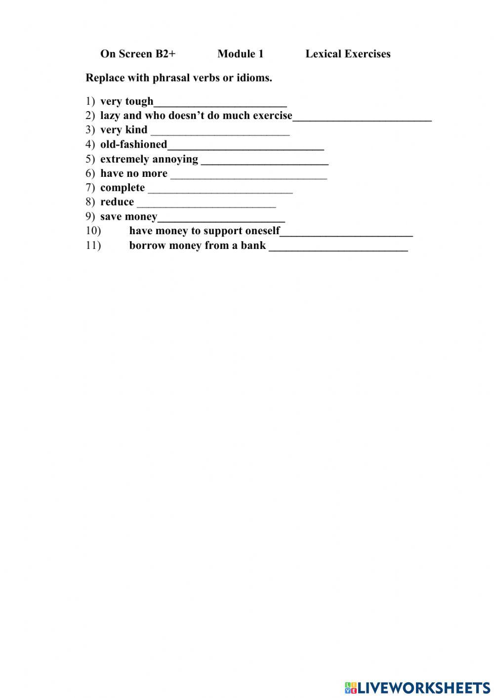 On Screen B2+ Module 1 Phrasal Verbs and Idioms 2247185