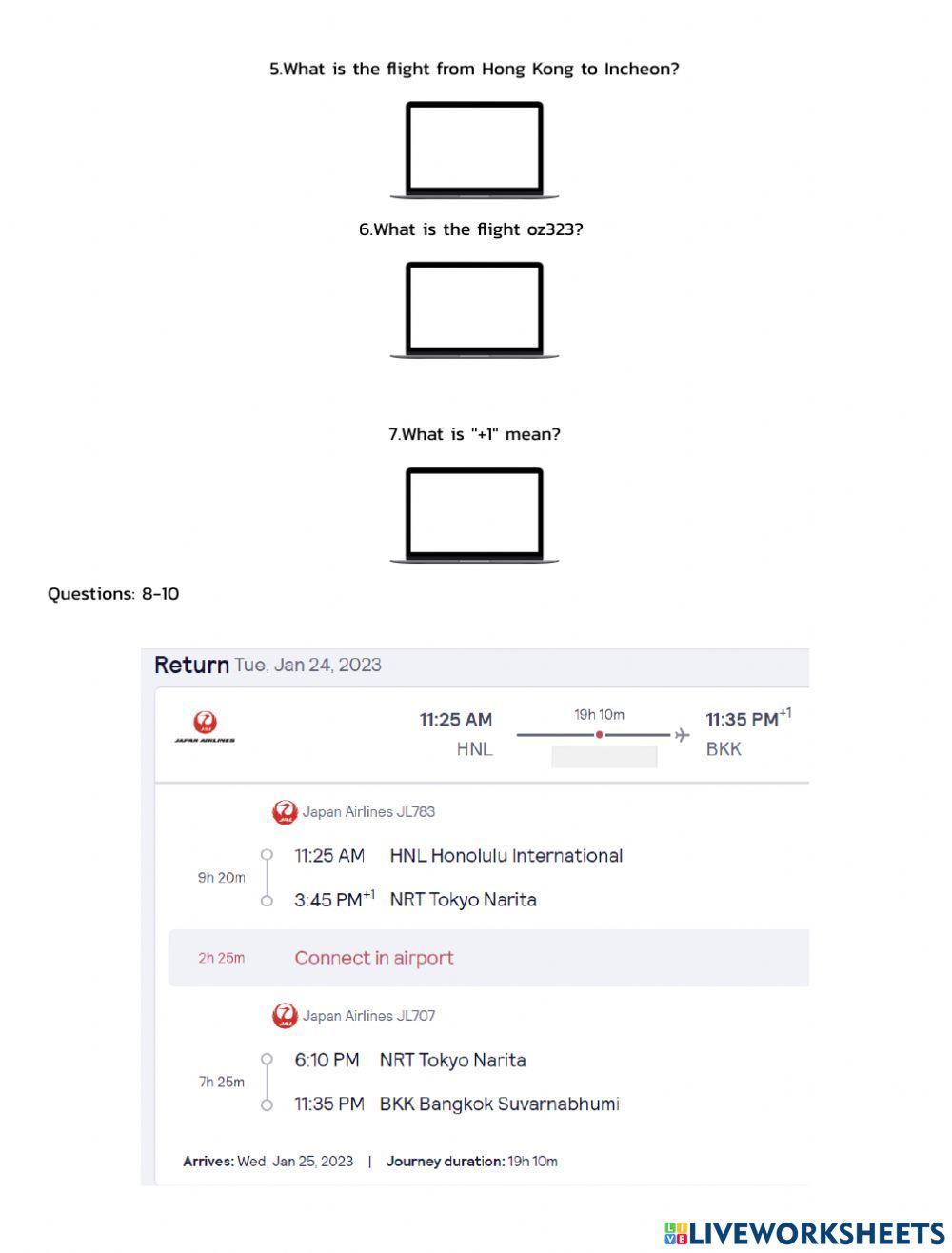 Air ticket 2247248 | Dharawadee | Live Worksheets