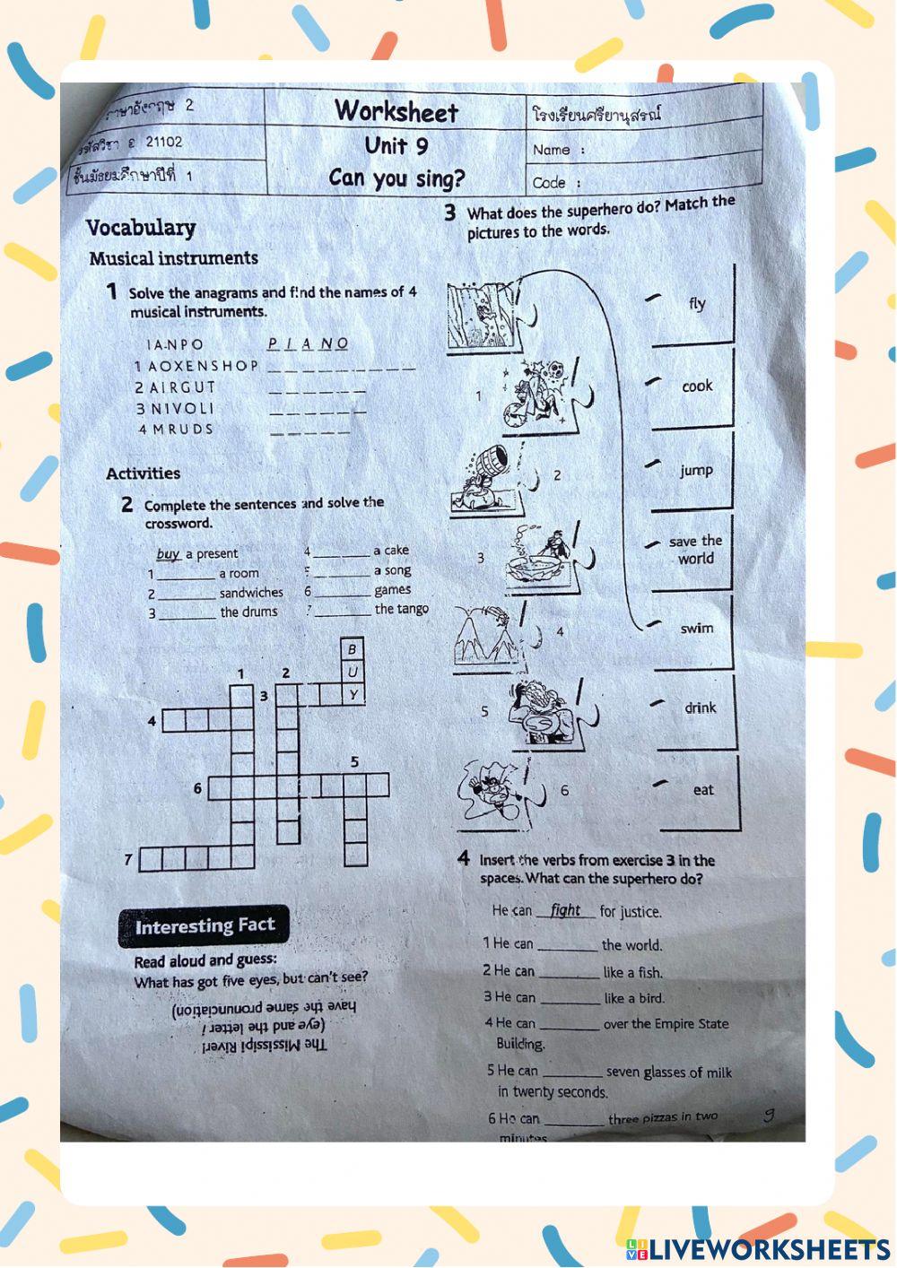 worksheet unit9 online exercise for | Live Worksheets