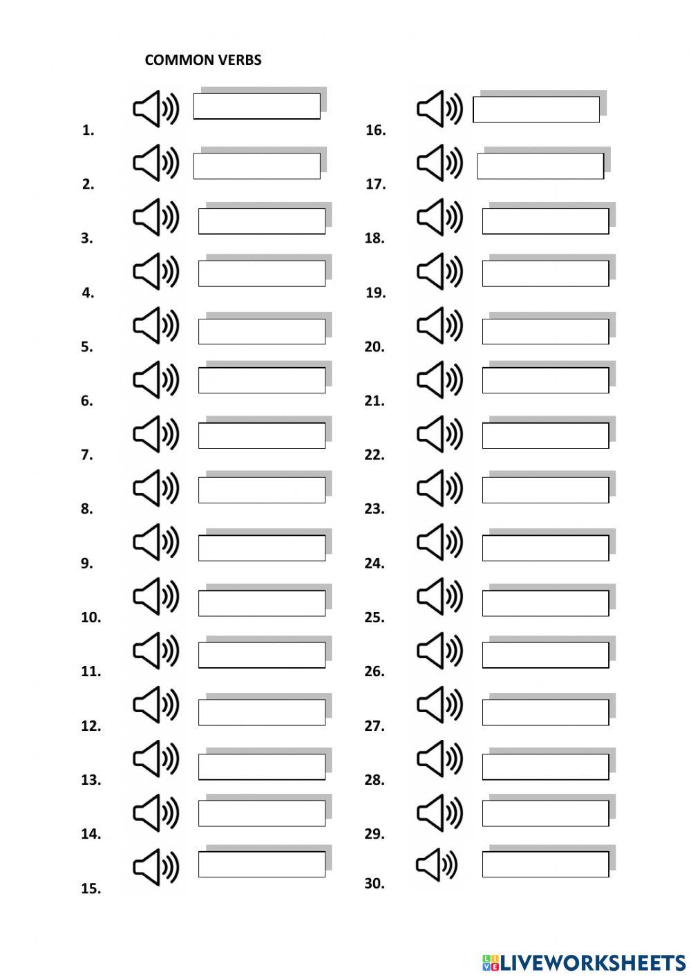 Most Common Ver… | Free Interactive Worksheets | 2247277