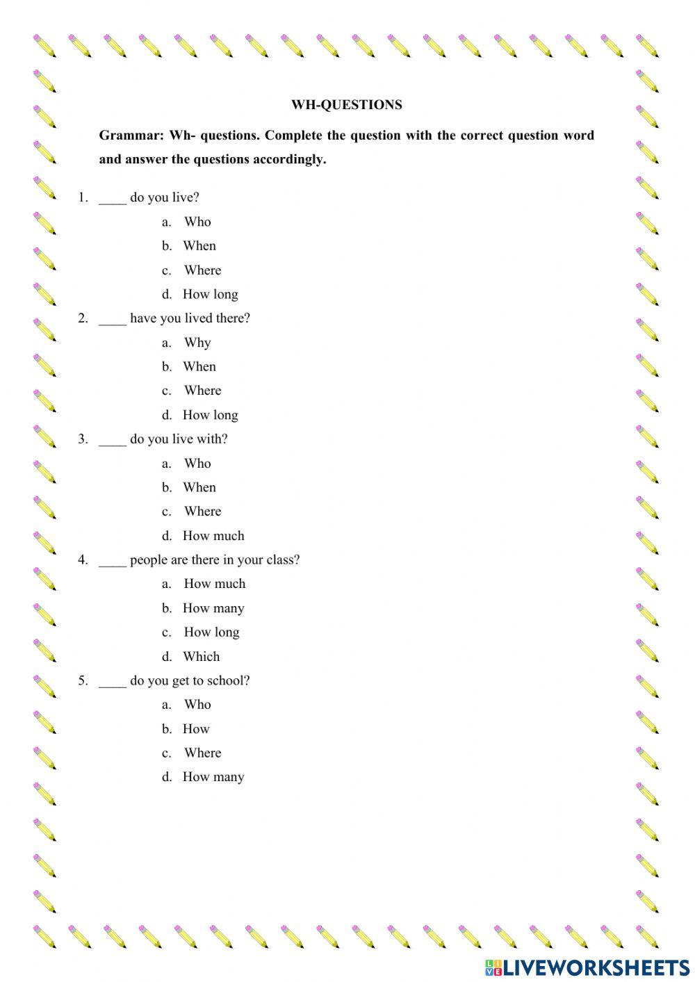 WH Questions | Free Interactive Worksheets | 2247544