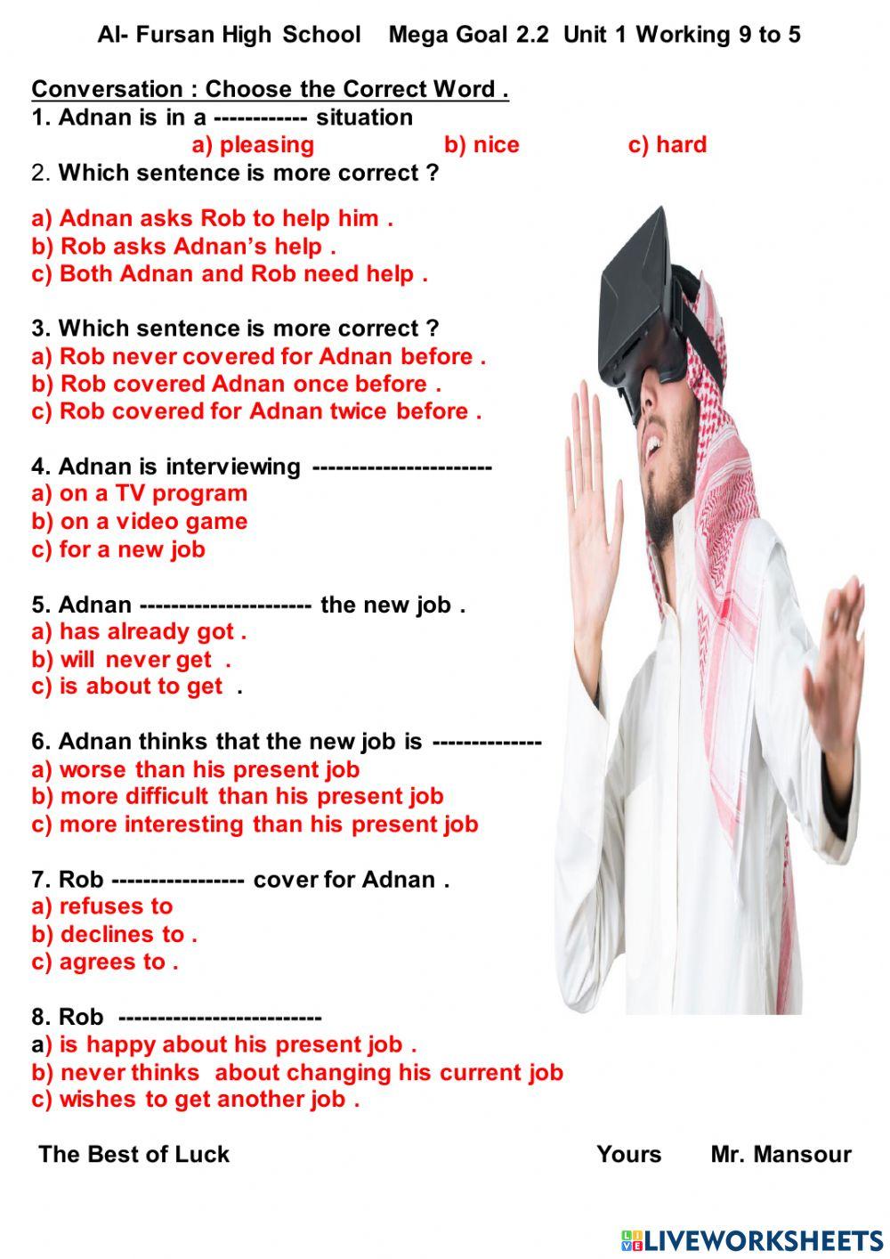 Mega Goal 2.2 Conversation worksheet | Live Worksheets