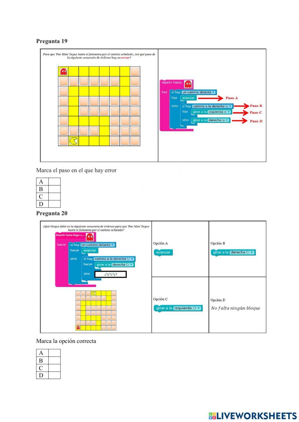 Test Computacional parte 2 online exercise for | Live Worksheets