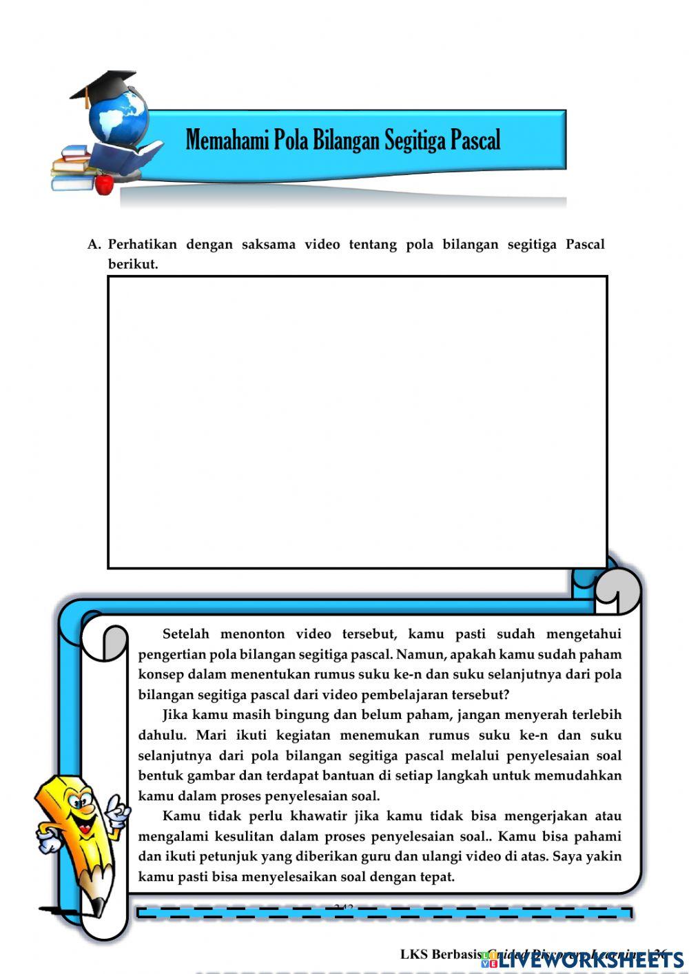 Pola Bilangan Segitiga Pascal exercise | Live Worksheets