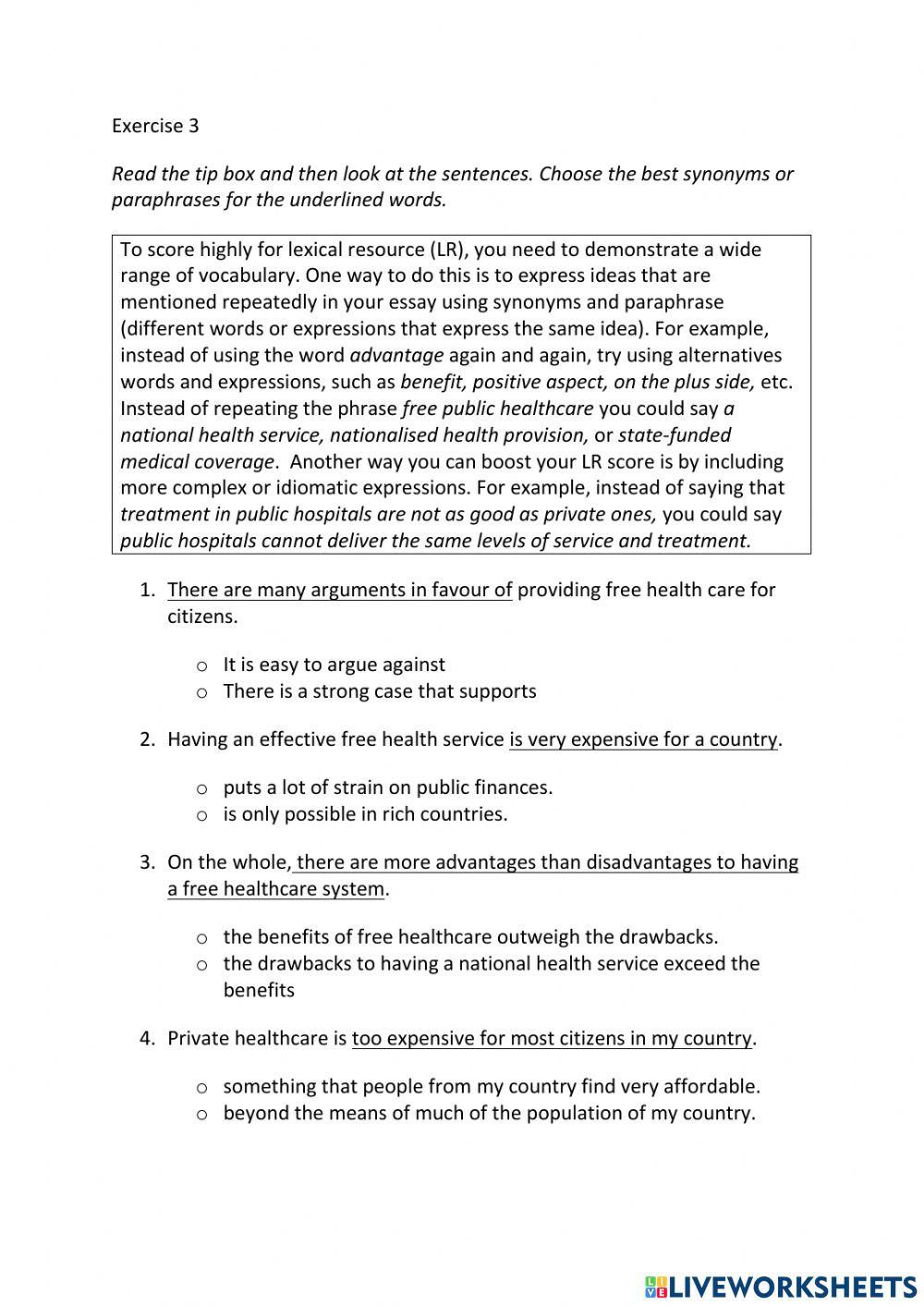 IE3, Unit 2, Writing, Exercise 3 worksheet | Live Worksheets