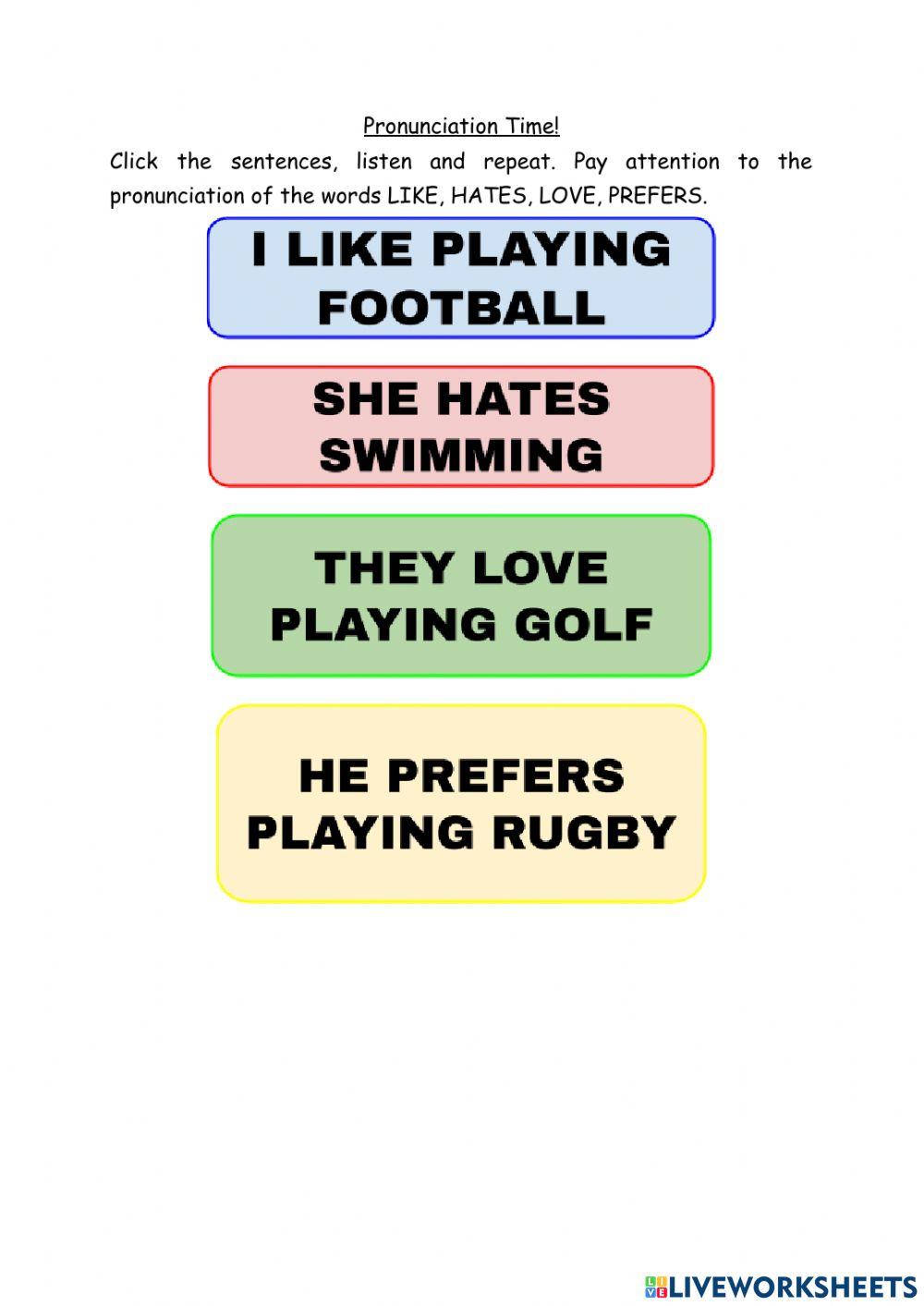 PRONUNCIATION PRACTICE 1 online exercise for | Live Worksheets