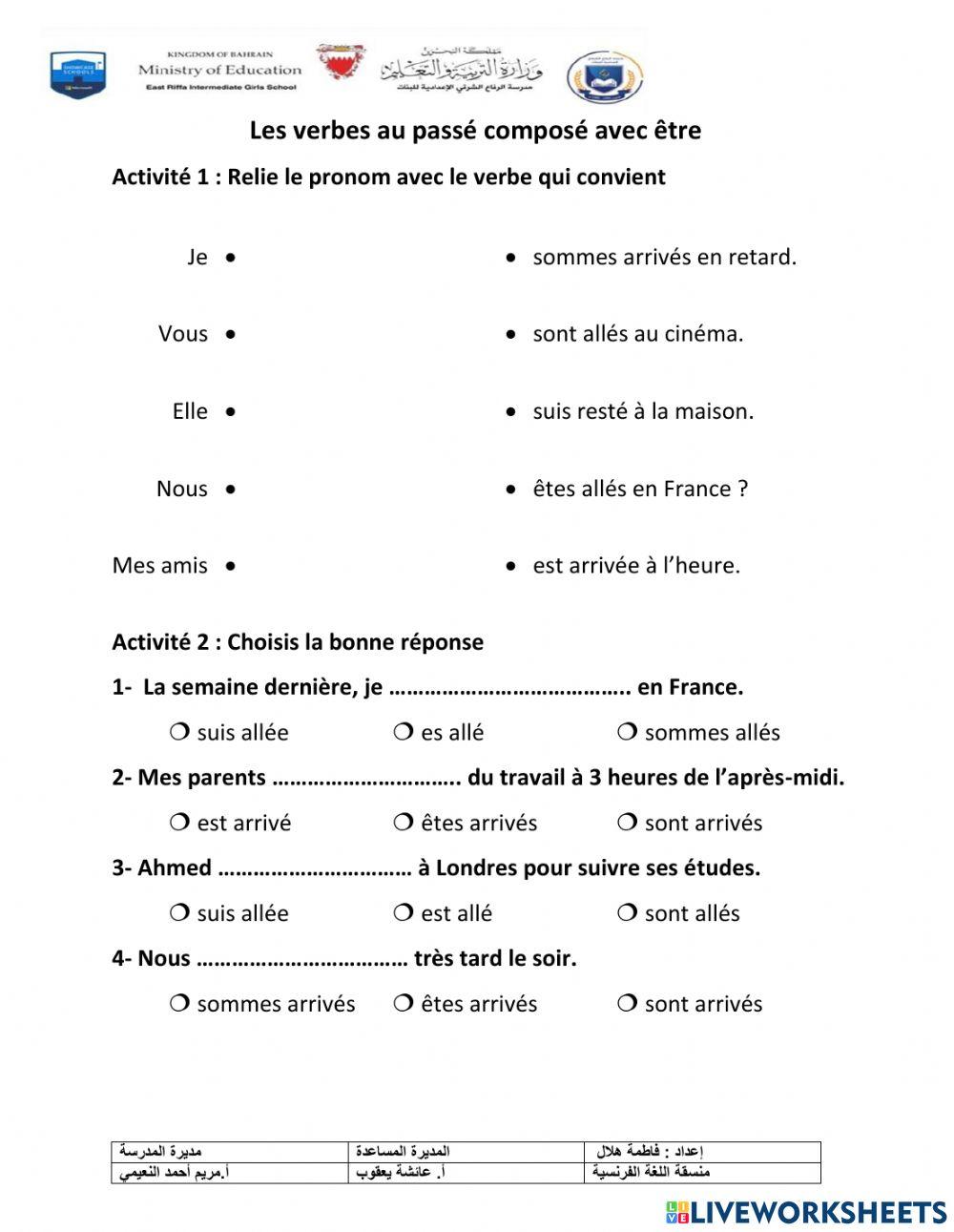 Passé composé a… | Free Interactive Worksheets | 2248315