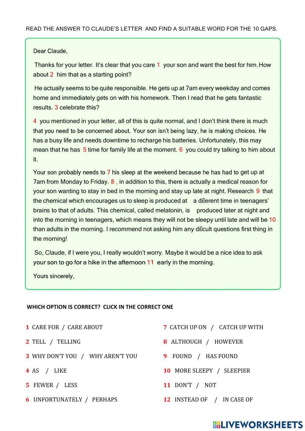 ARE TEENAGERS REALLY LAZY? READING AND LISTENING online exercise for ...