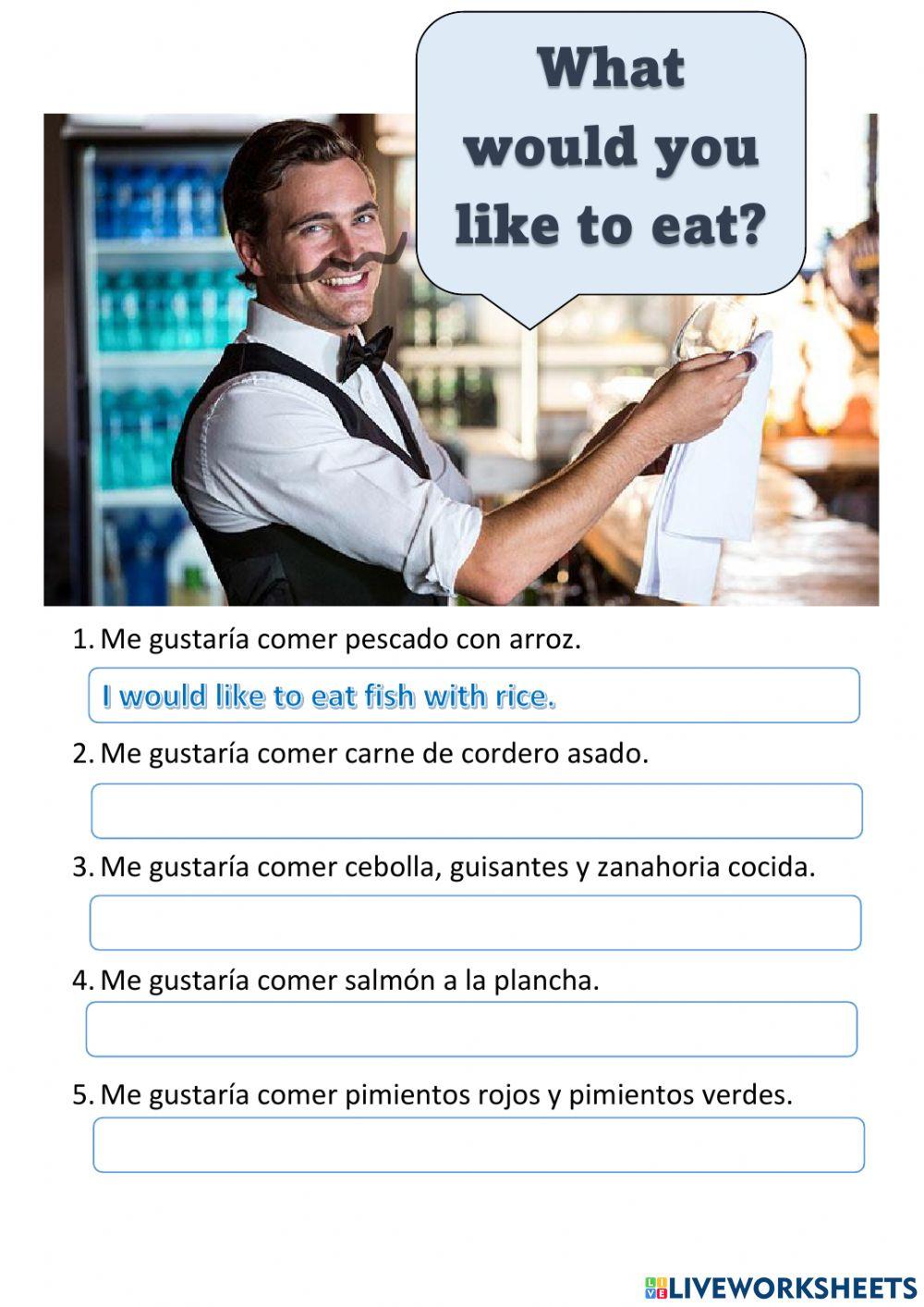 Waiter activity | Live Worksheets
