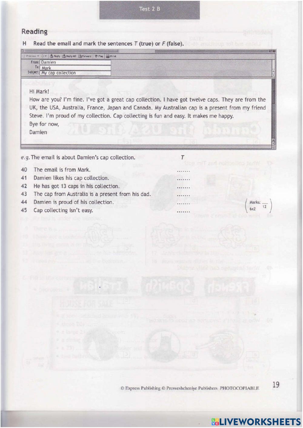 Spotlight 5 Test 2 online exercise for | Live Worksheets