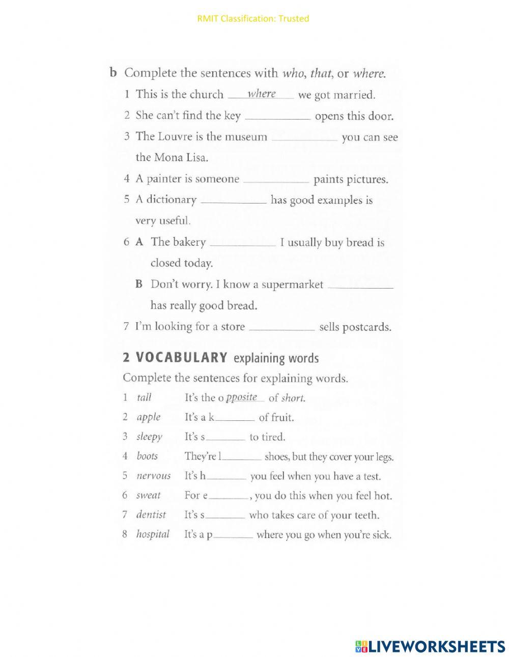 1D Pre Intermediate worksheet | Live Worksheets