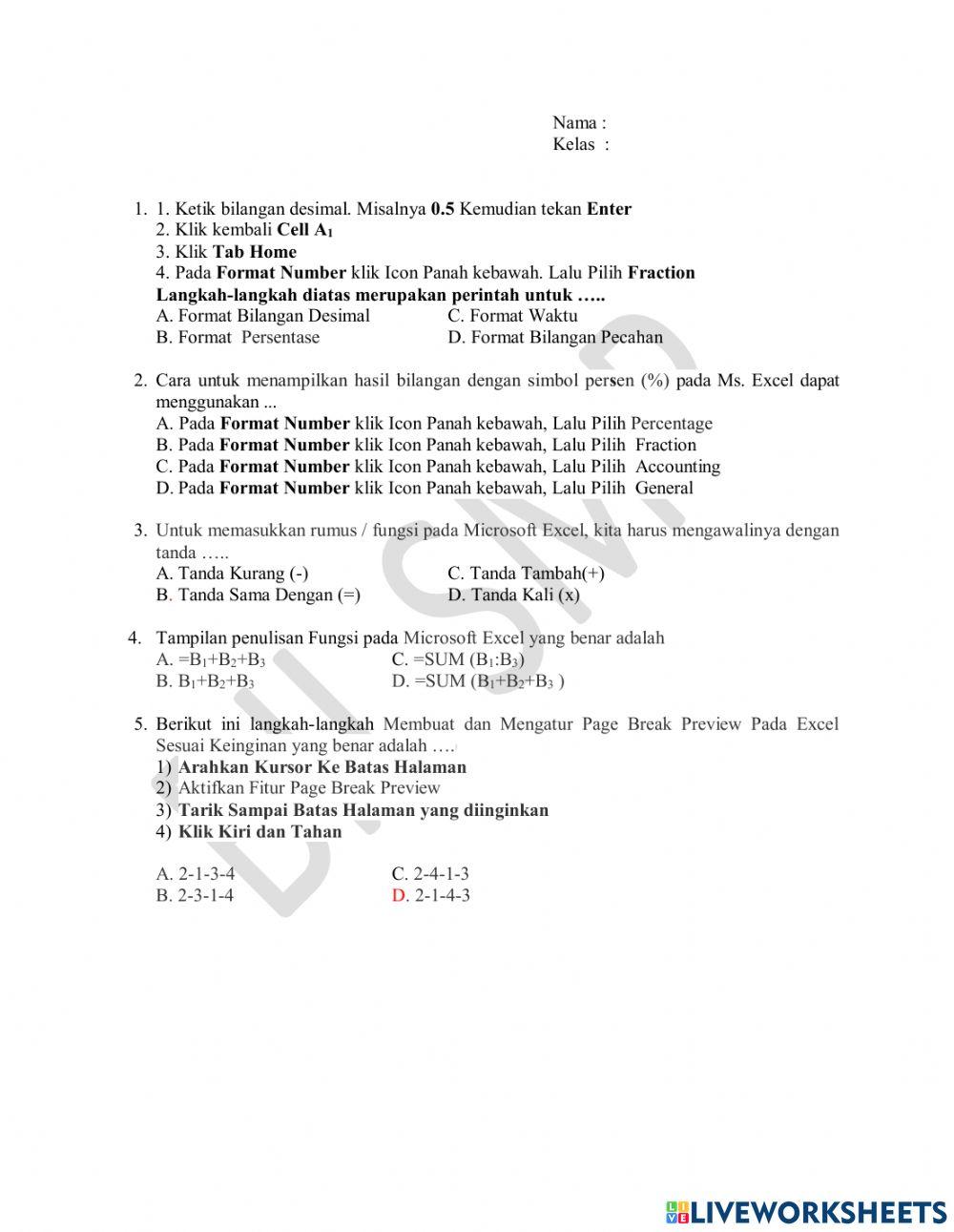Soal online exercise for 8 | Live Worksheets