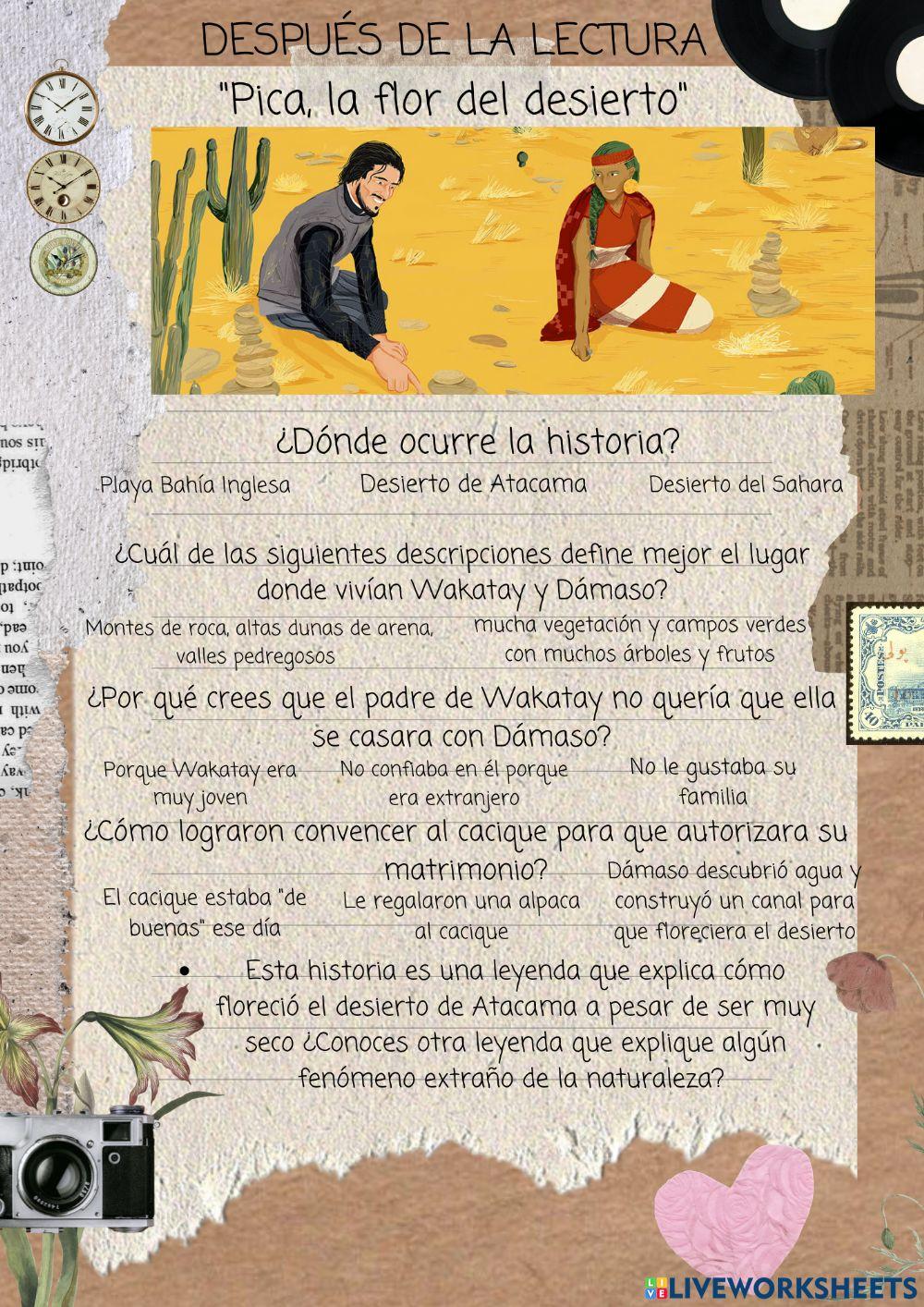 Después de la lectura -Pica, la flor del desierto- worksheet | Live ...