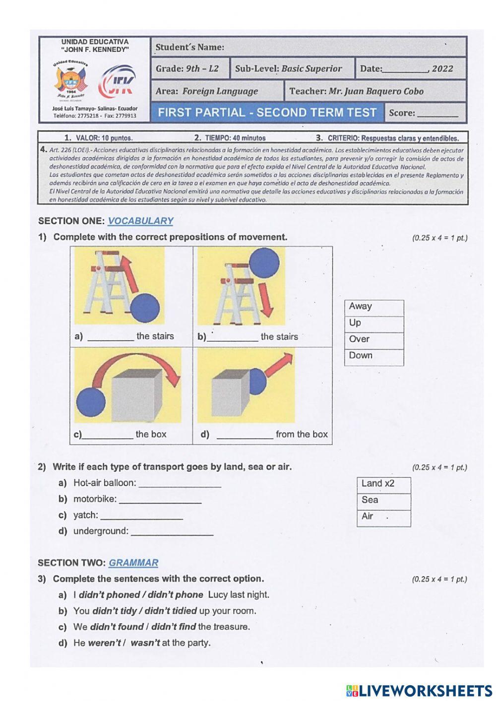 2022-2023 9th lvl 2 (1) worksheet | Live Worksheets