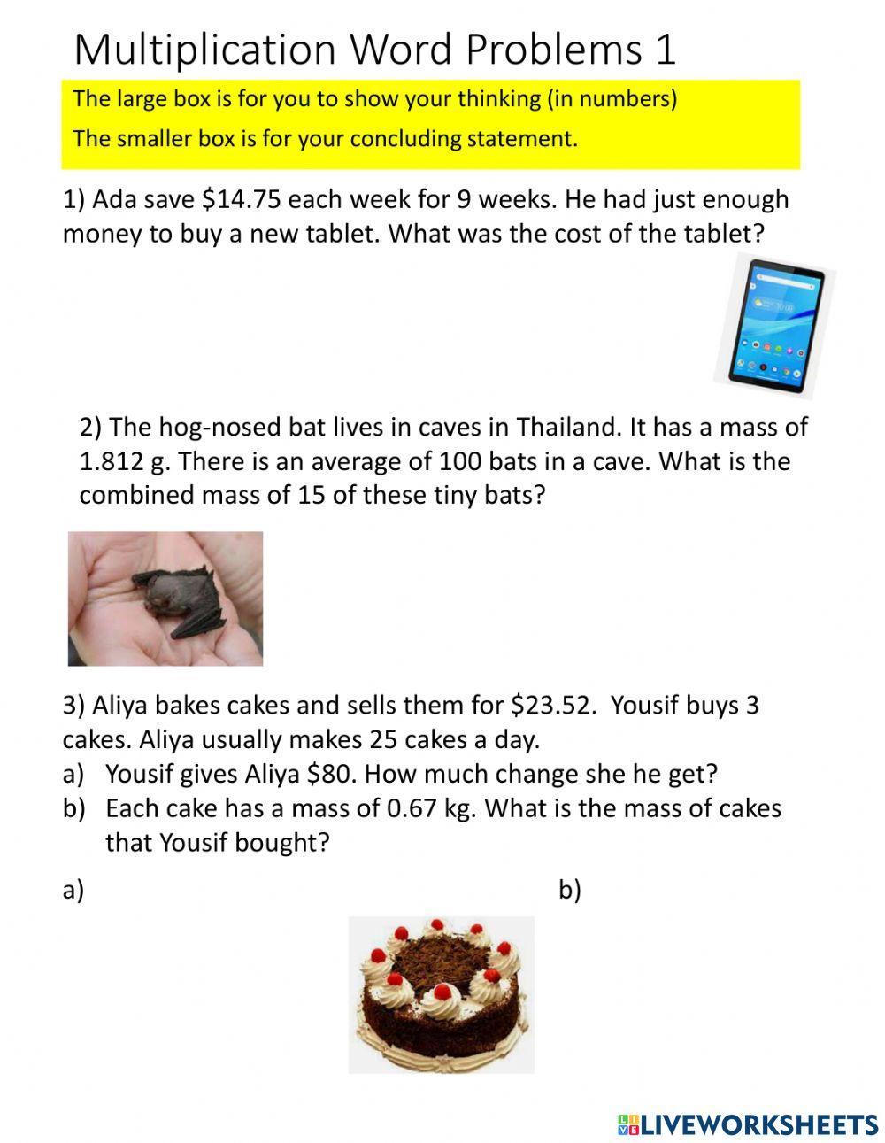 multiplying decimals by decimals word problems