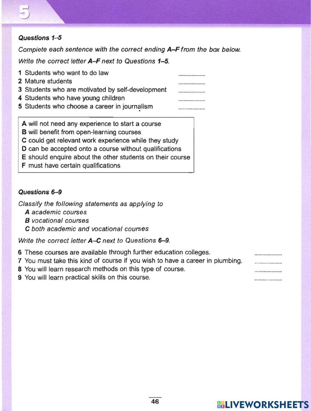 GFI - Future 1 worksheet | Live Worksheets