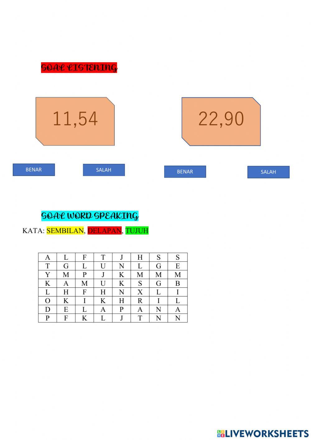 Belajar matematika exercise for 4 | Live Worksheets