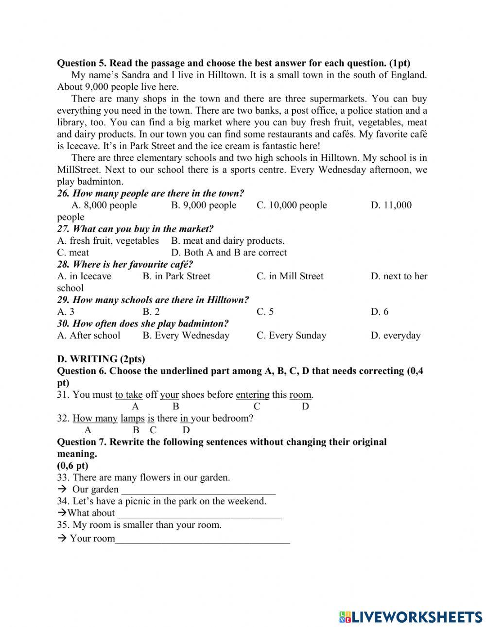 THi thử online exercise for | Live Worksheets