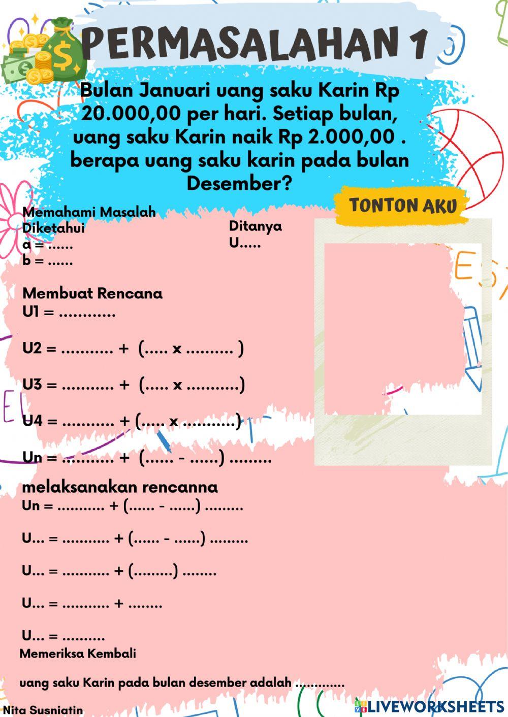 LKPD Barisan Aritmetika online worksheet | Live Worksheets