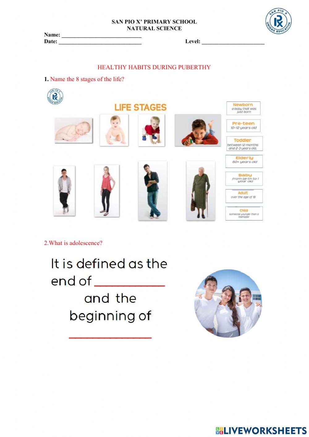 Healthy habits in adolescence worksheet | Live Worksheets