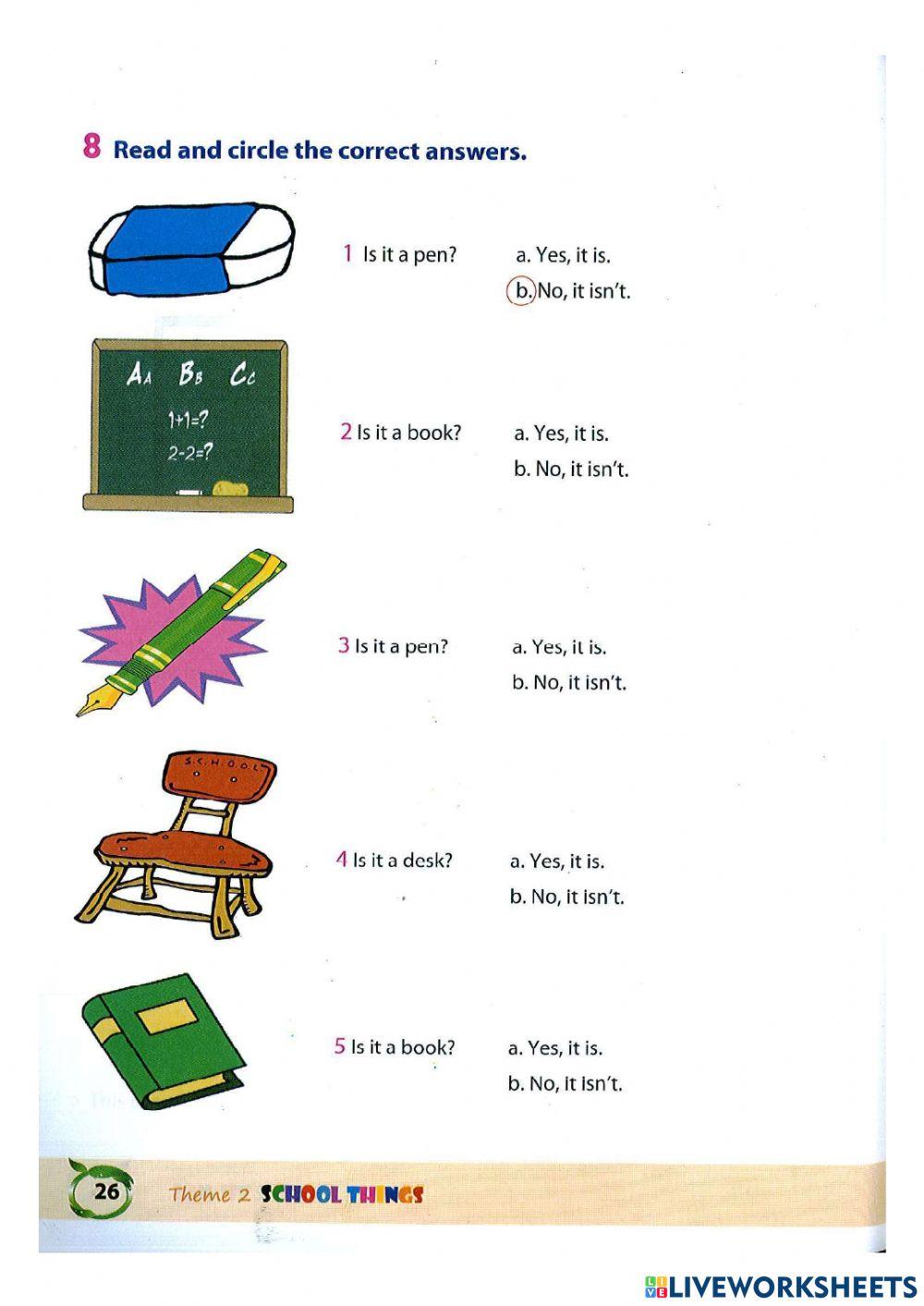 School things - exercise 2 worksheet | Live Worksheets