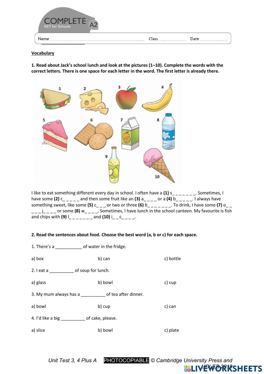 KET - Units 3-4 online exercise for | Live Worksheets