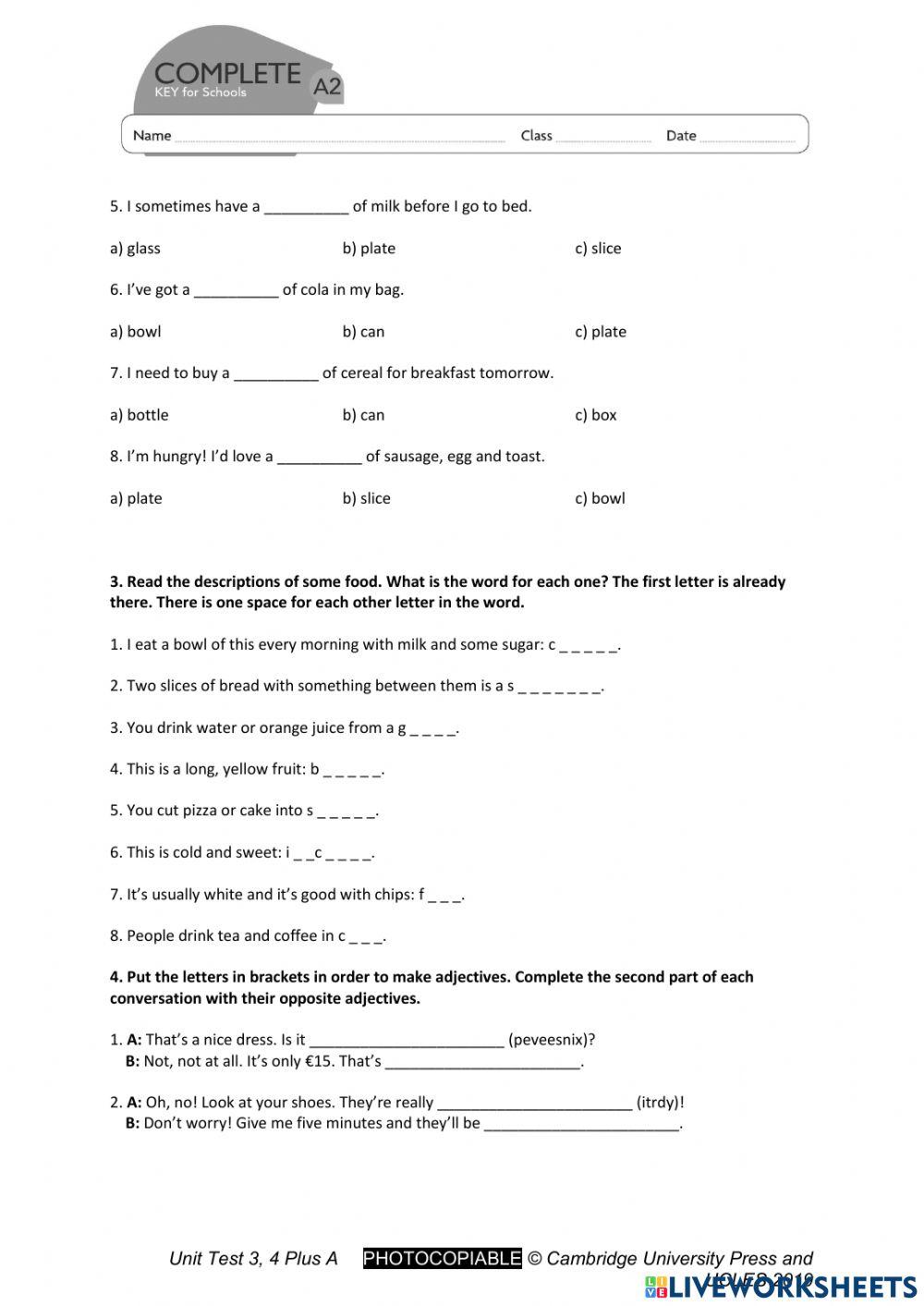 KET - Units 3-4 online exercise for | Live Worksheets
