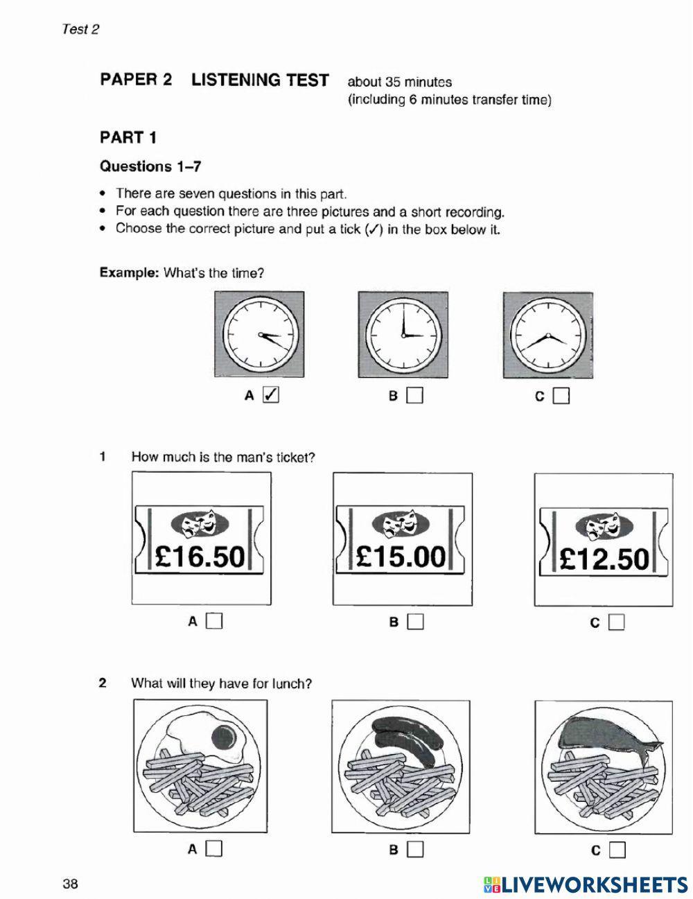 Listening test 2250158 | farrov02 | Live Worksheets