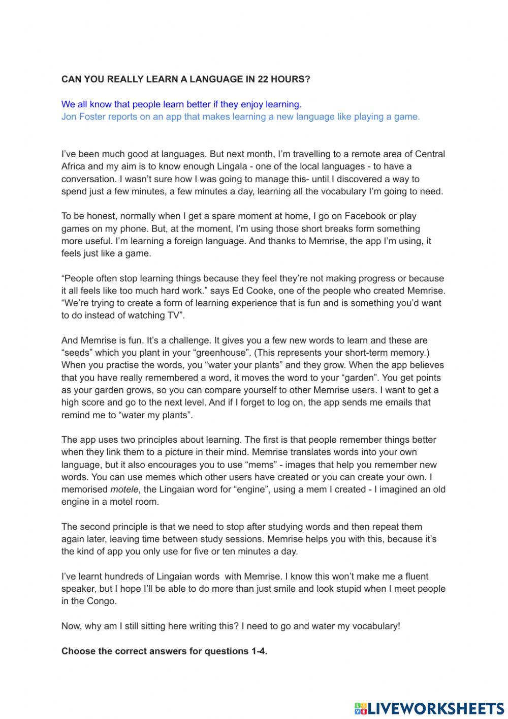 2505886 | Reading B1+ | NoemiPe | LiveWorksheets