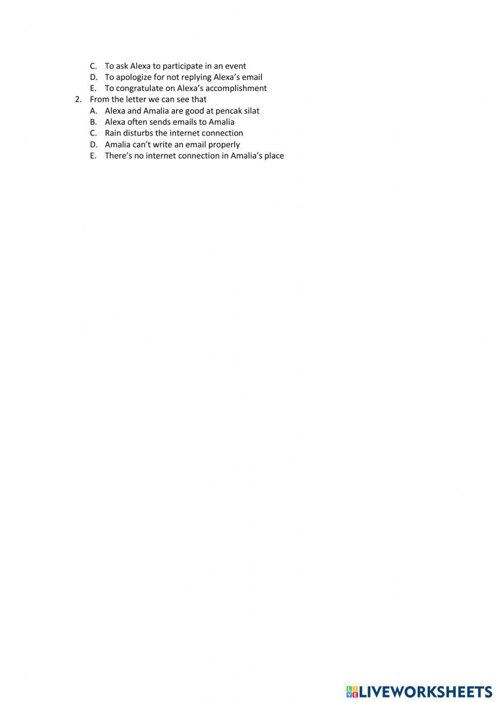 Personal Letter free worksheet | Live Worksheets