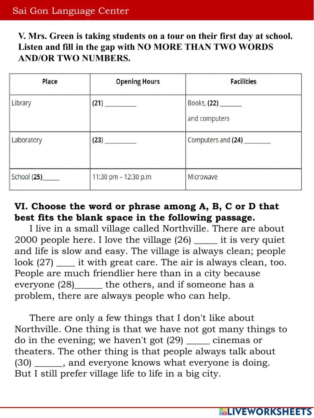 Test 3 English 6 interactive worksheet | Live Worksheets