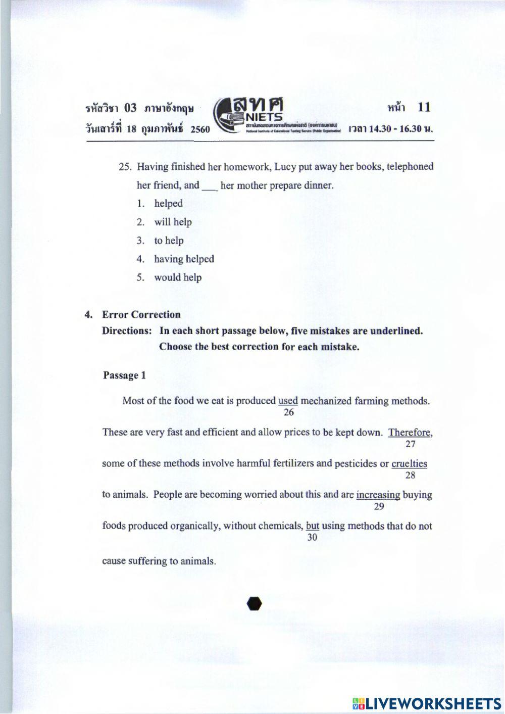 English ONET M.6 2559 Part 2 No.16-35 worksheet | Live Worksheets