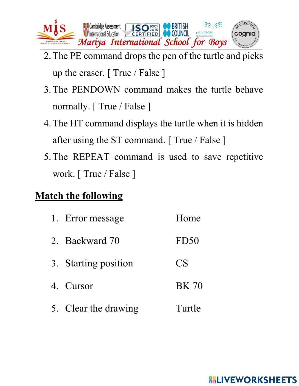 2252131 | MSWLogo worksheet 2 | Najma | LiveWorksheets