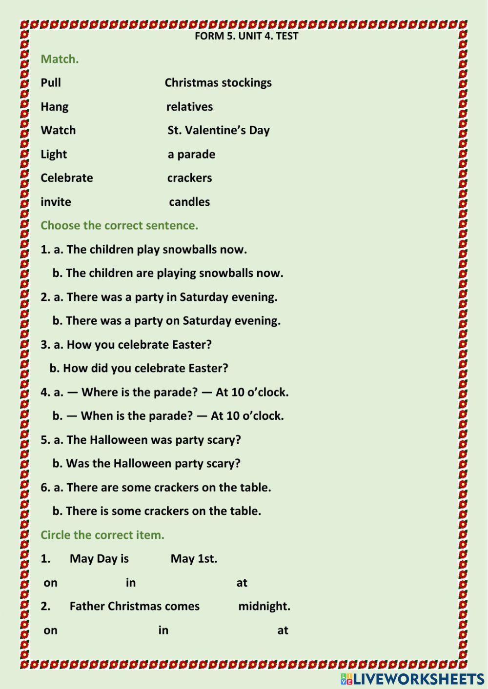 2250647 | Form 5. Unit 4. Progress Test | Teresa