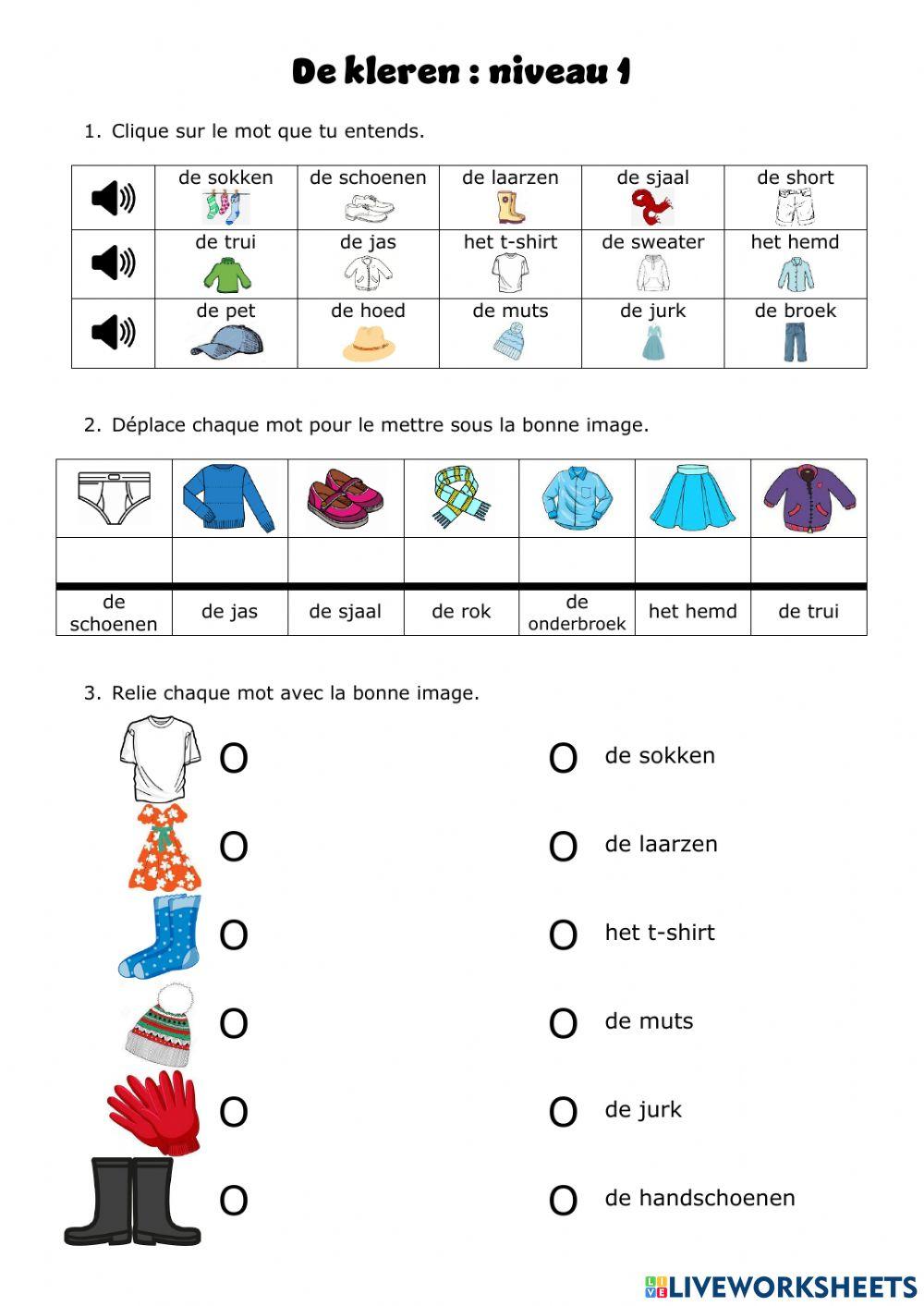 2250715 | De kleren - woordenschat - niveau 1 | Odilevv