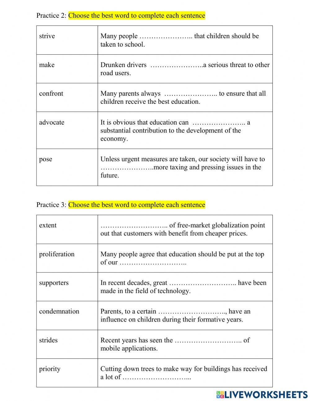 ADVANCED VOCABU… | Free Interactive Worksheets | 2506519