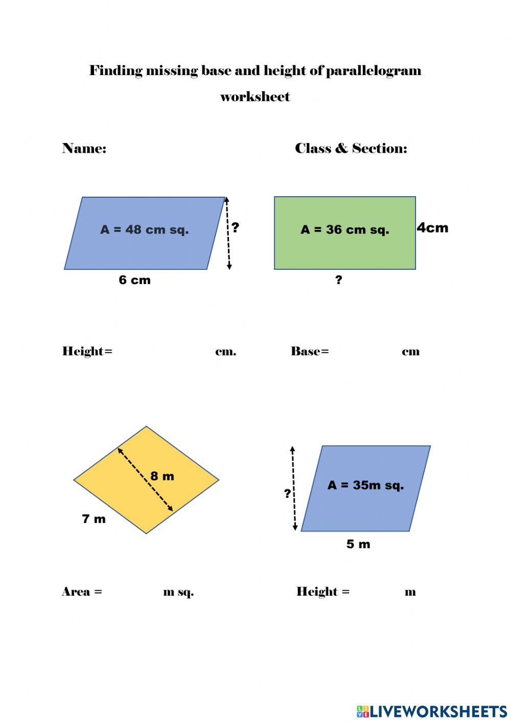 Parallelogram Base Height