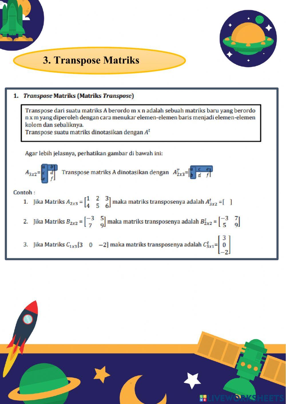 E-lkpd matriks kelas 11 worksheet | Live Worksheets
