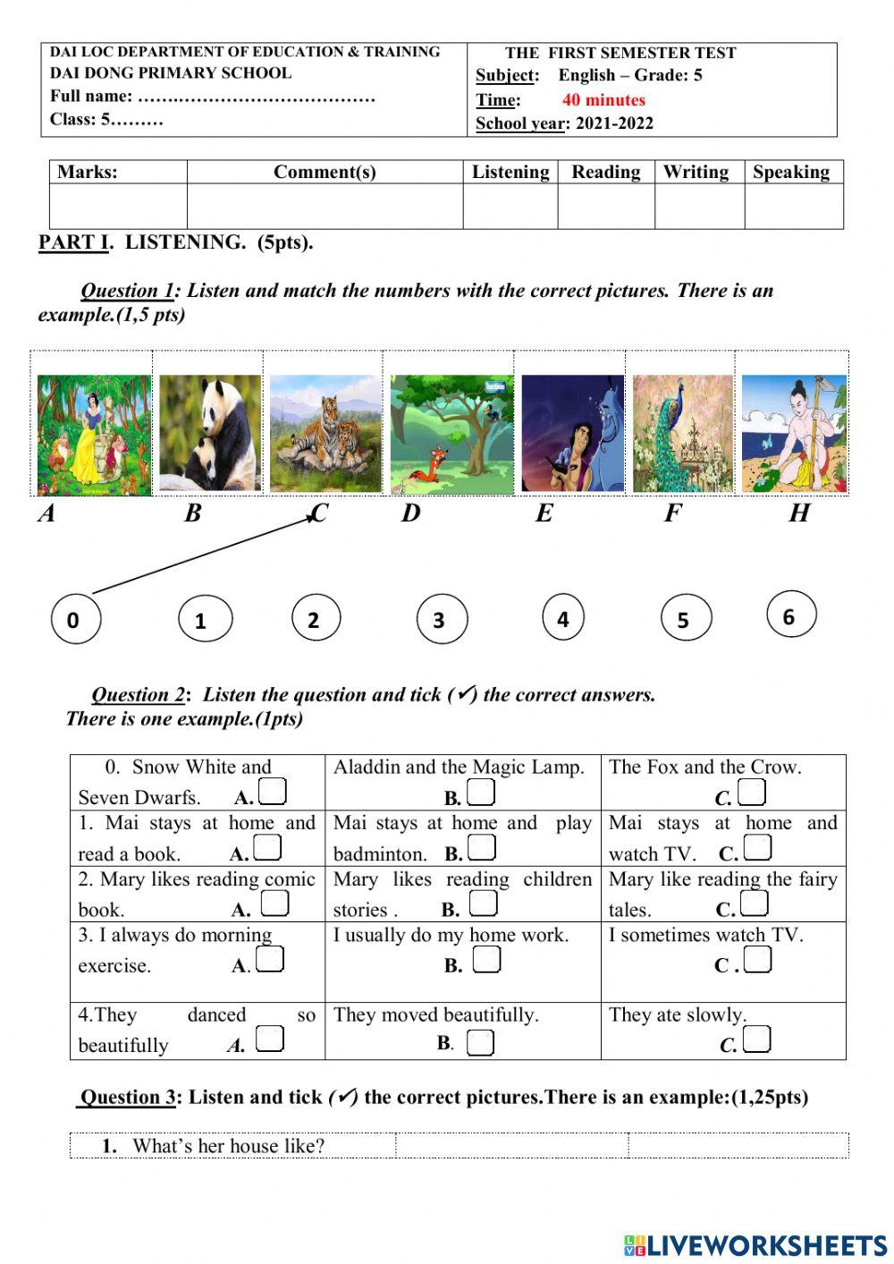 Grade 1 To Grade 5 Worksheets Printables