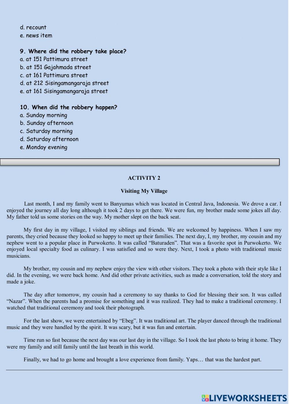 Recount text | Free Interactive Worksheets | 2251814