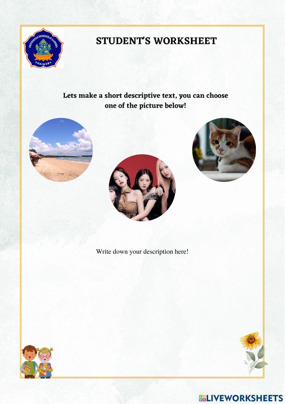 Descriptive text exercise exercise | Live Worksheets