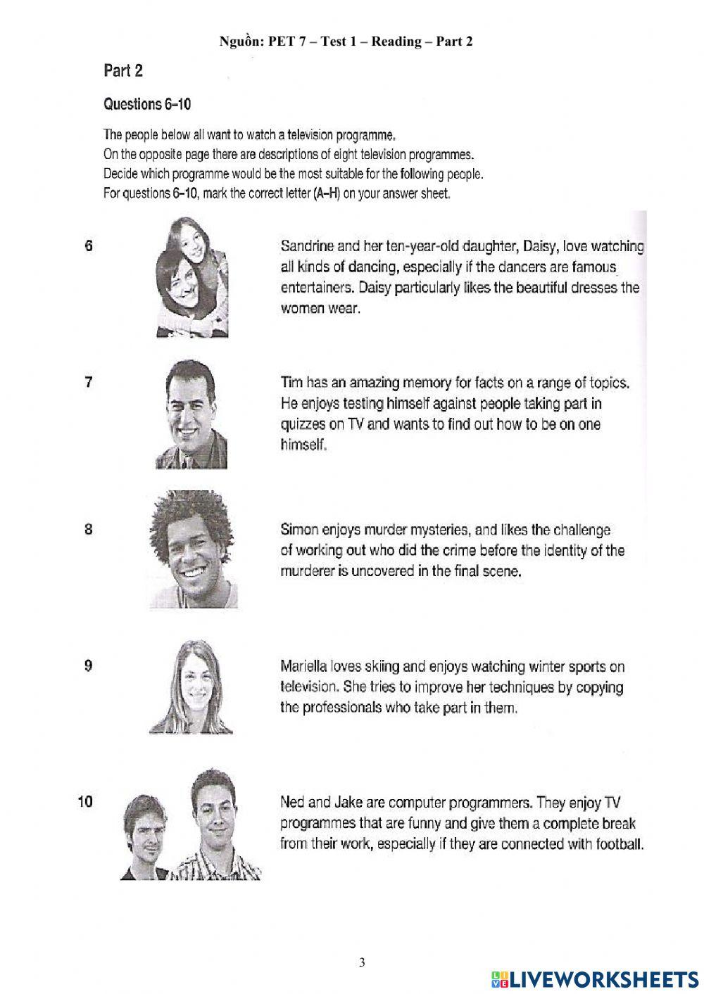 S6-winter break-pet practice-p1 worksheet | Live Worksheets