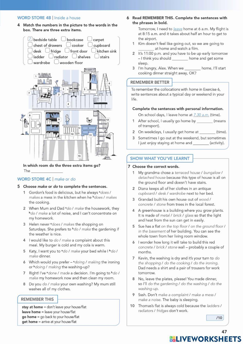 Accomodation 1 worksheet | Live Worksheets