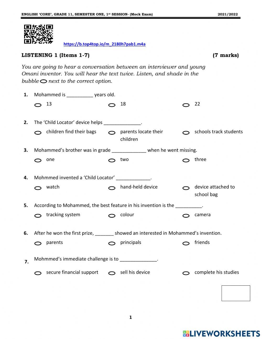 11 A Rev Listening 1 online exercise for | Live Worksheets