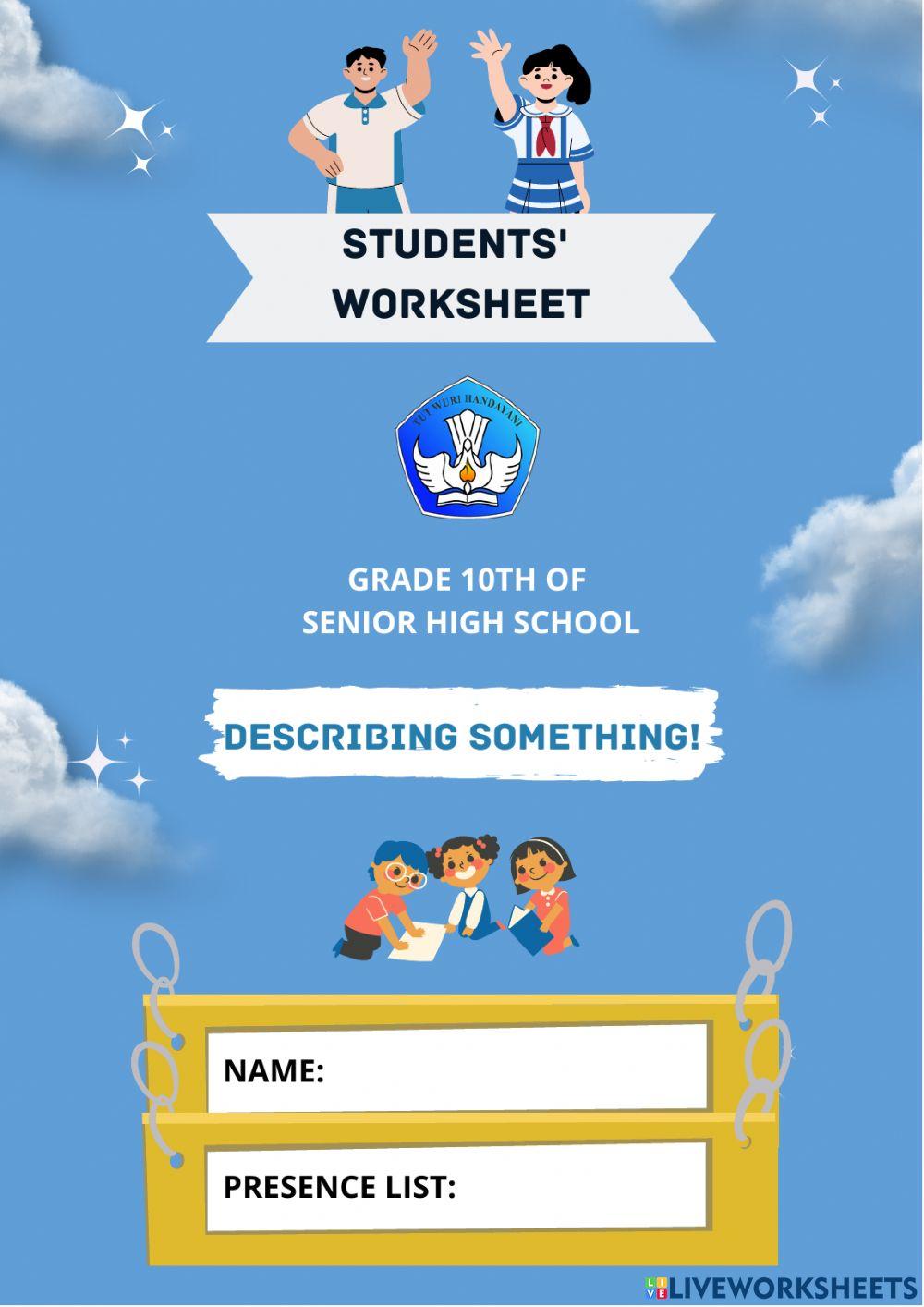 Describing Something worksheet | Live Worksheets