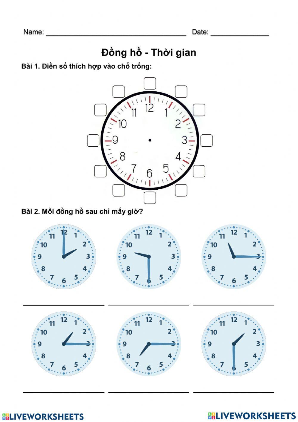 Bài tập thời gi… | Free Interactive Worksheets | 2252319