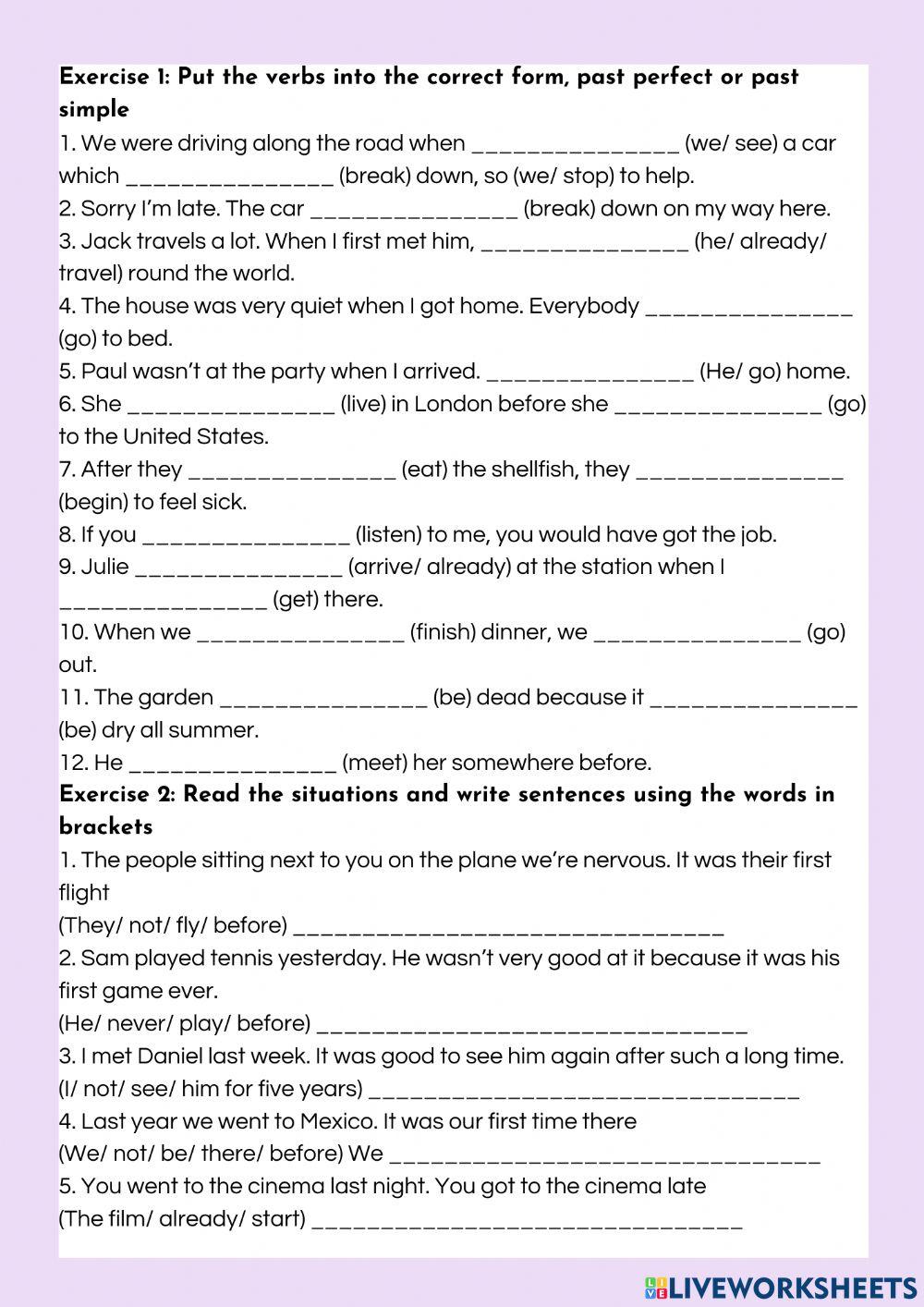 Grammar online exercise for 12 | Live Worksheets