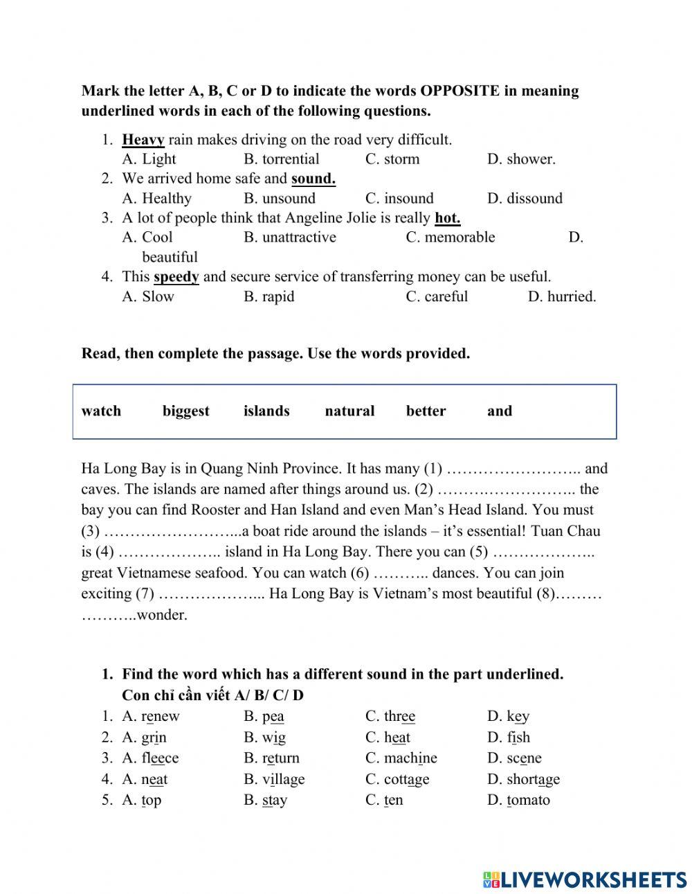 Phonetics interactive worksheet for Grade 6 | Live Worksheets